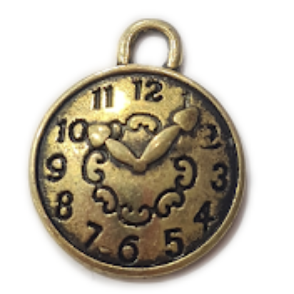 Dark Gold Clock Charm – Artisan Boutique