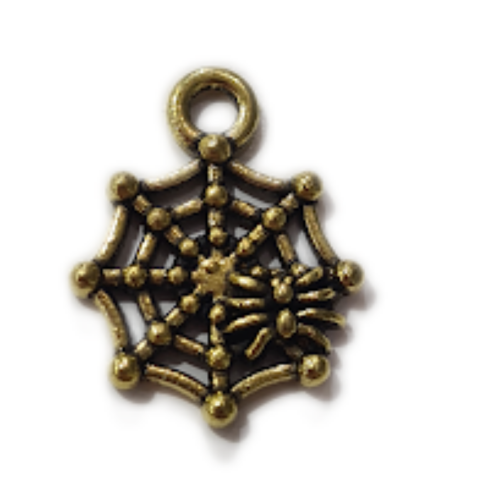 Dark Gold Spider Web & Spider Charm – Artisan Boutique