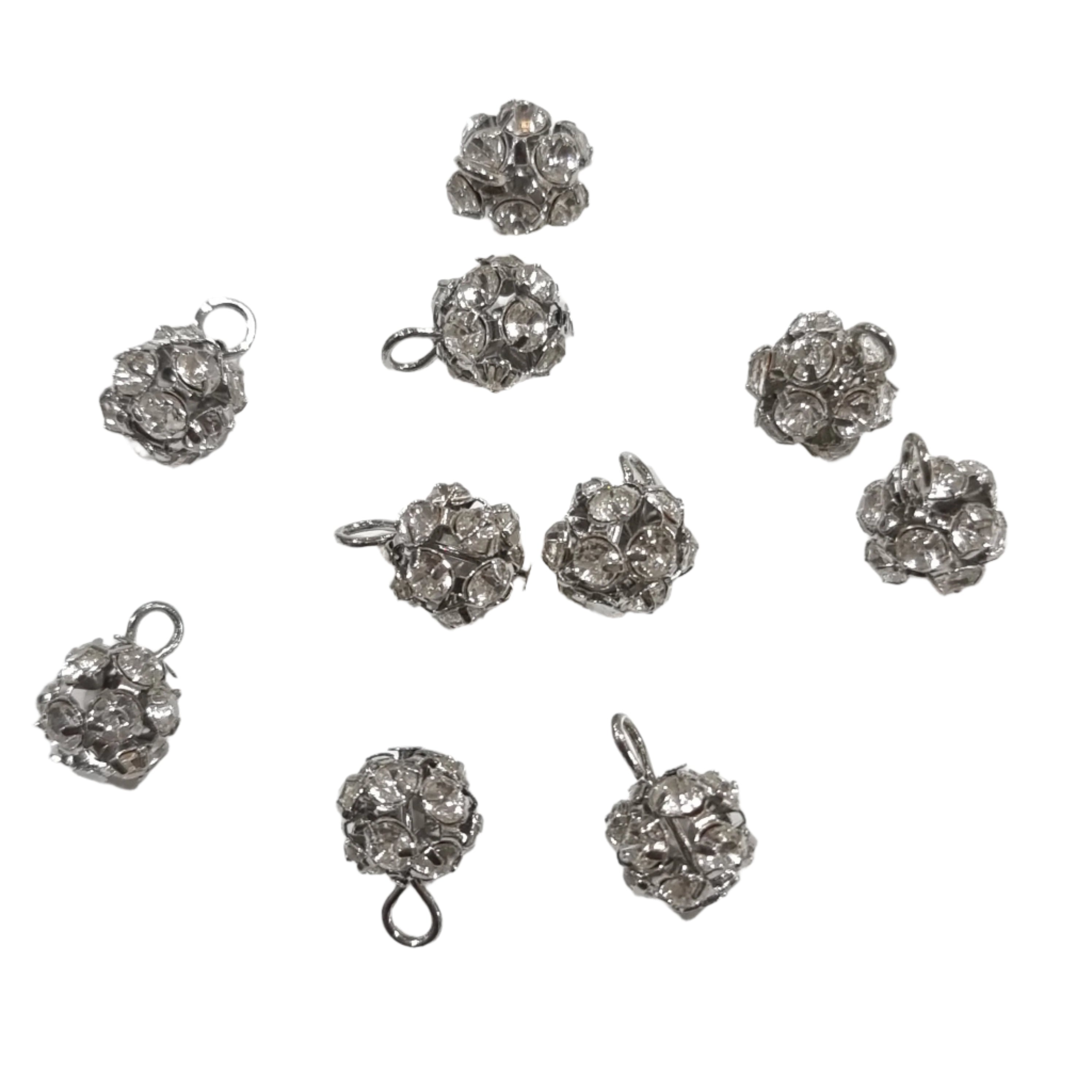 10pc 8mm Silver Rhinestone Bead with Loop – Artisan Boutique